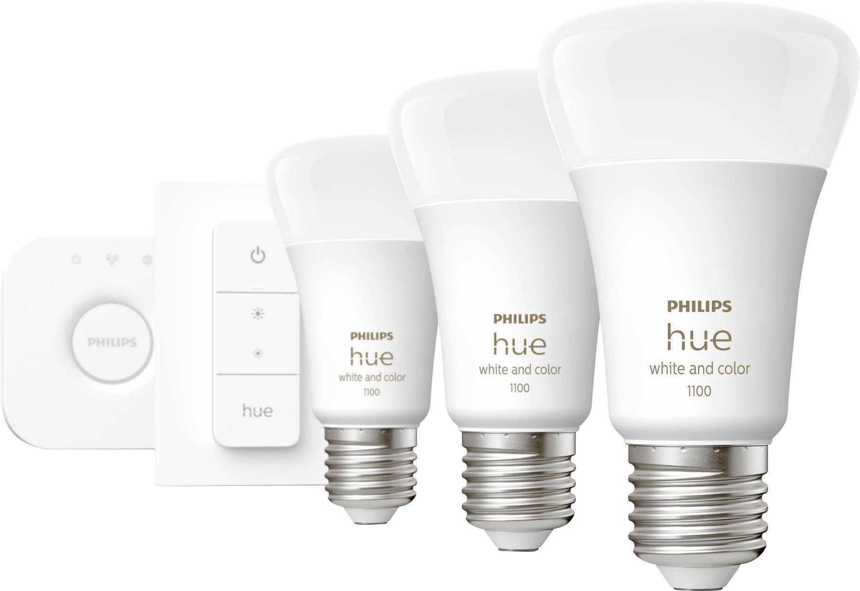 Смарт крушки Philips - HUE Get Started RGB, 9W, E27, A60, 3бpоя, dimmer ...