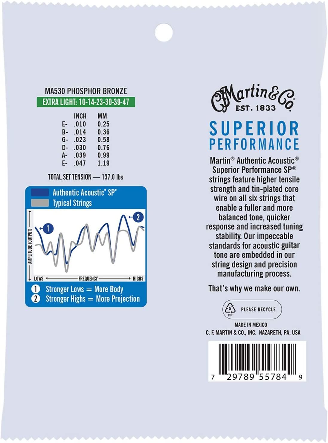 Струни за акустична китара Martin - MA530 92/8, 10-47, бронзови | Ozone.bg