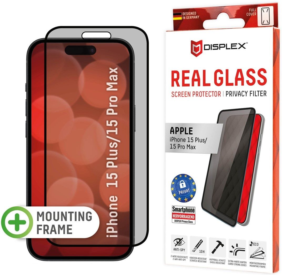 Стъклен протектор Displex - Real Glass Privacy Filter, iPhone 15 Plus ...