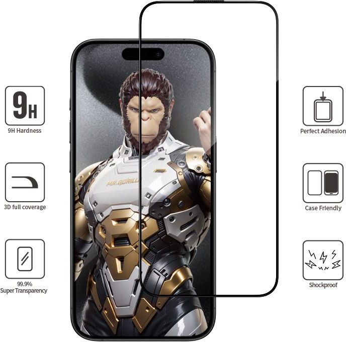 Стъклен протектор Blueo - AR 3D Curved, iPhone 15 Pro Max | Ozone.bg