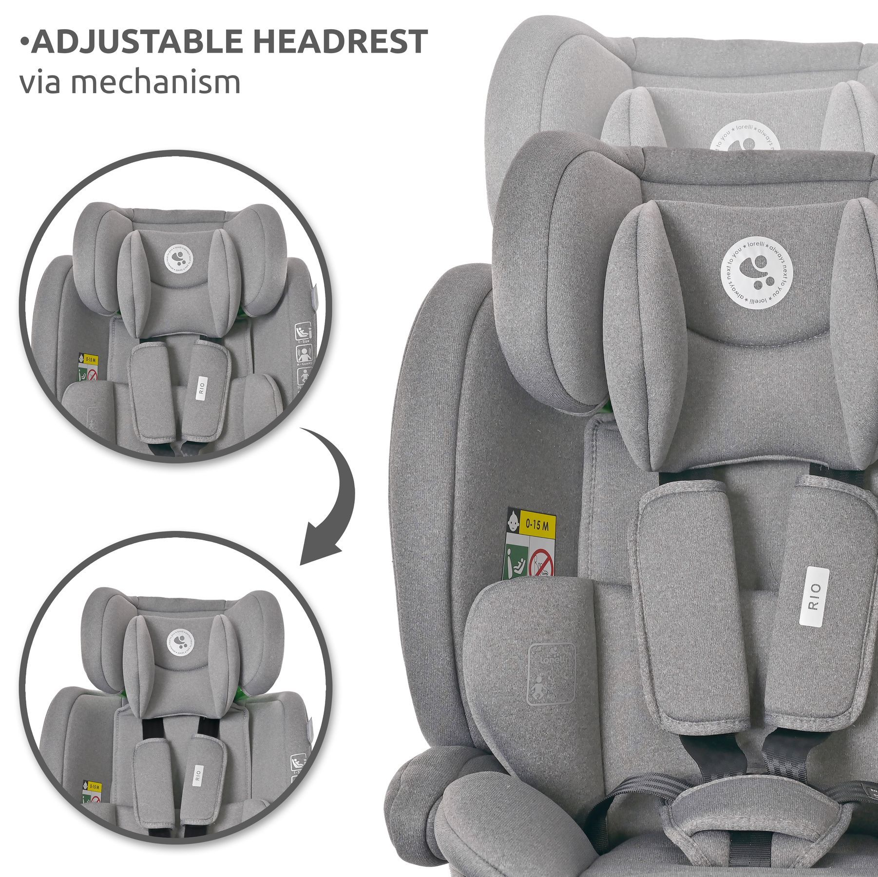 Столче за кола Lorelli - Rio, i-Size, IsoFix, 76-150 cm, Grey, New | Добра цена | Ozone.bg