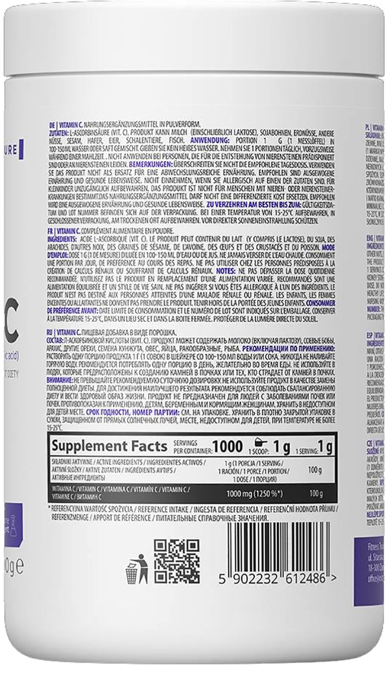Vitamin C Powder, 1000 g, OstroVit | Ozone.bg