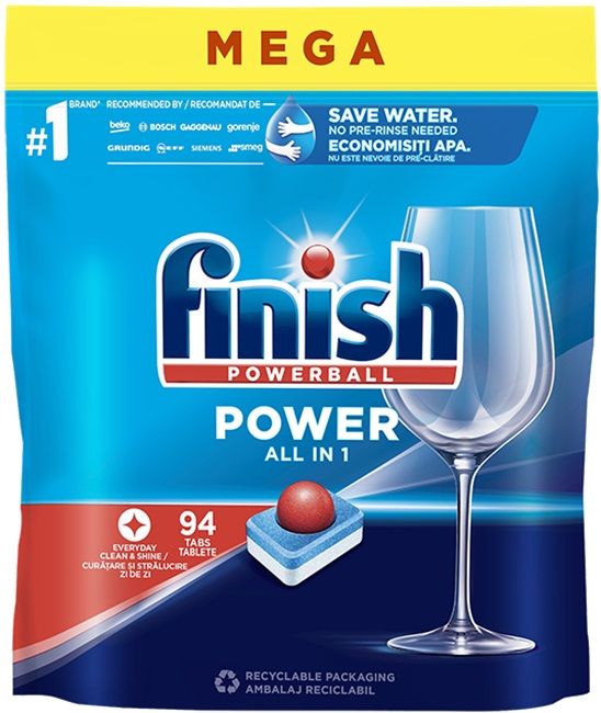 Tаблетки за съдомиялна Finish - Power All in 1, Mega, 94 броя | Ozone.bg