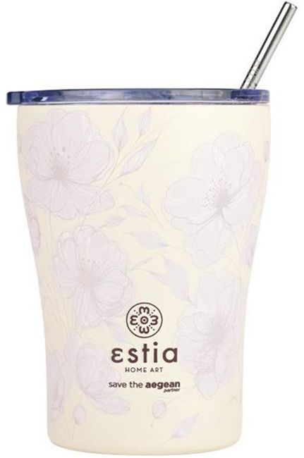 Термочаша със сламка Estia Save the Aegean - Terra Serenity, 350 ml ...