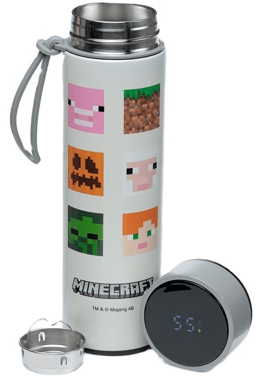 Термос с дигитален термометър Puckator - Minecraft Faces, 450 ml | Ozone.bg