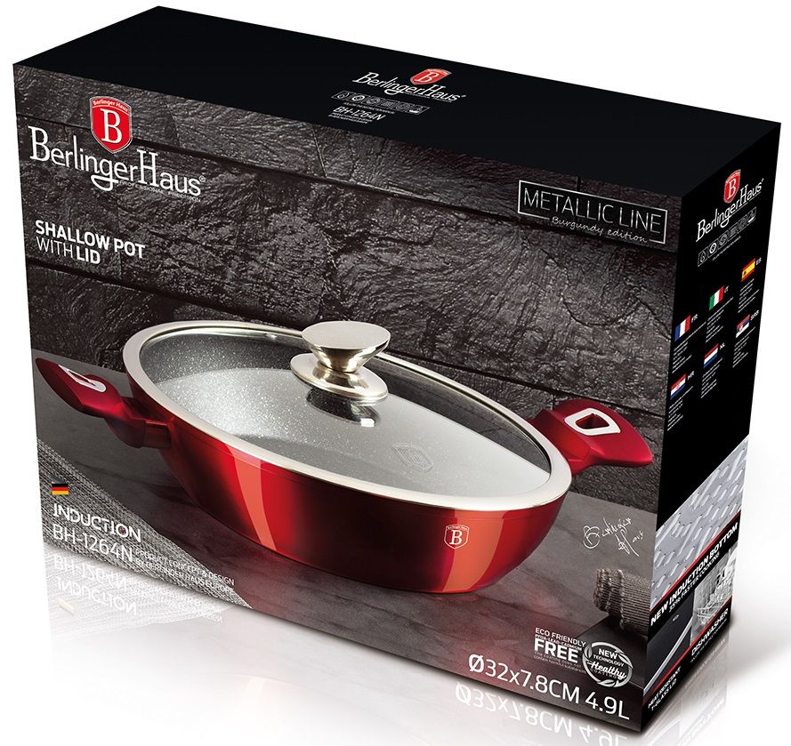 Тиган за паеля Berlinger Haus - Metallic Line Burgundy Edition, 24 cm, 2.3 l | Ozone.bg