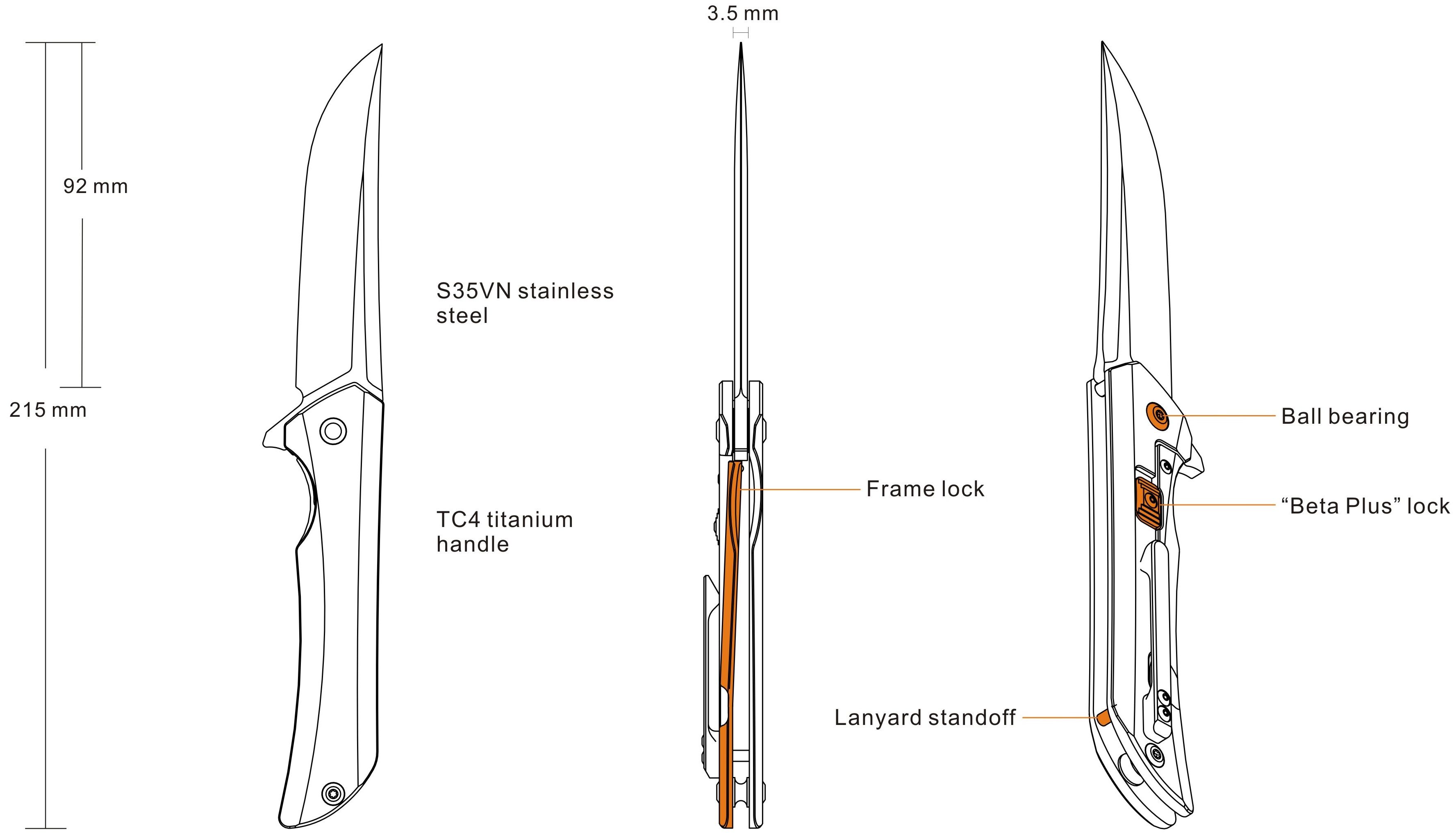 Титаниев сгъваем нож Ruike - M121-TZ | Ozone.bg