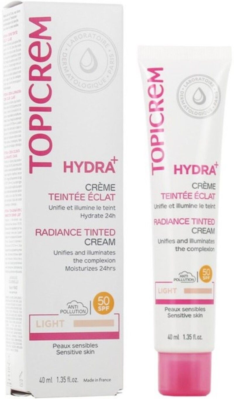Topicrem Hydra+ Хидратиращ оцветен крем за лице Radiance, Light, SPF50 ...