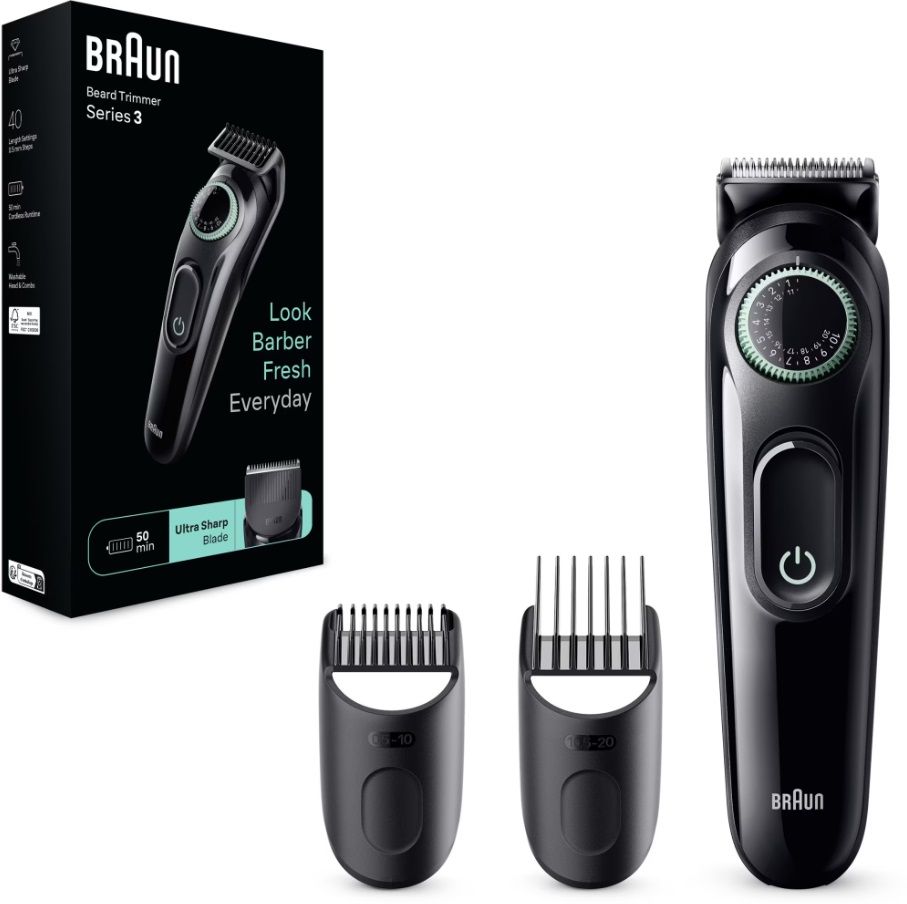 Тример за брада и лице Braun - BT3411, черен | Ozone.bg