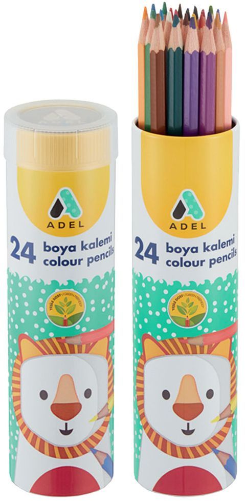 Цветни моливи Adel - 24 цвята, в тубус | Ozone.bg