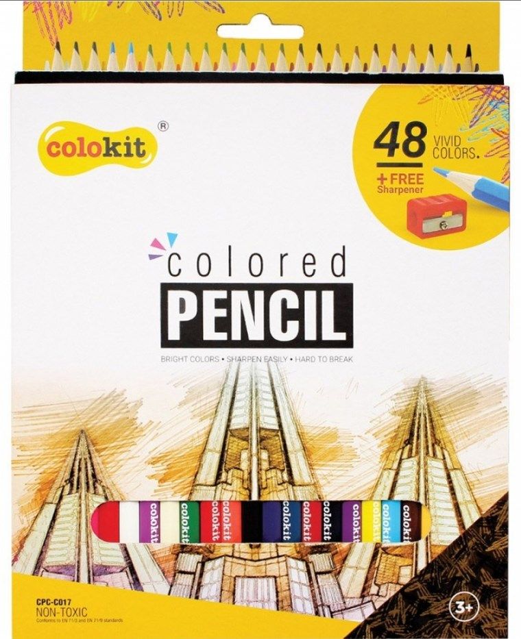 Цветни моливи Colokit - 48 цвята, острилка | Ozone.bg