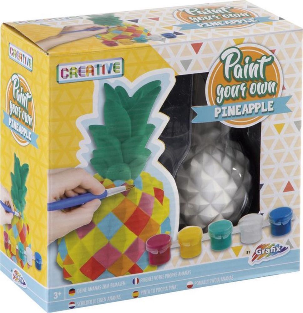 Творчески комплект Grafix Creative - Ананас за оцветяване, 13 cm, с 5 цветни бои и четка | Ozone.bg