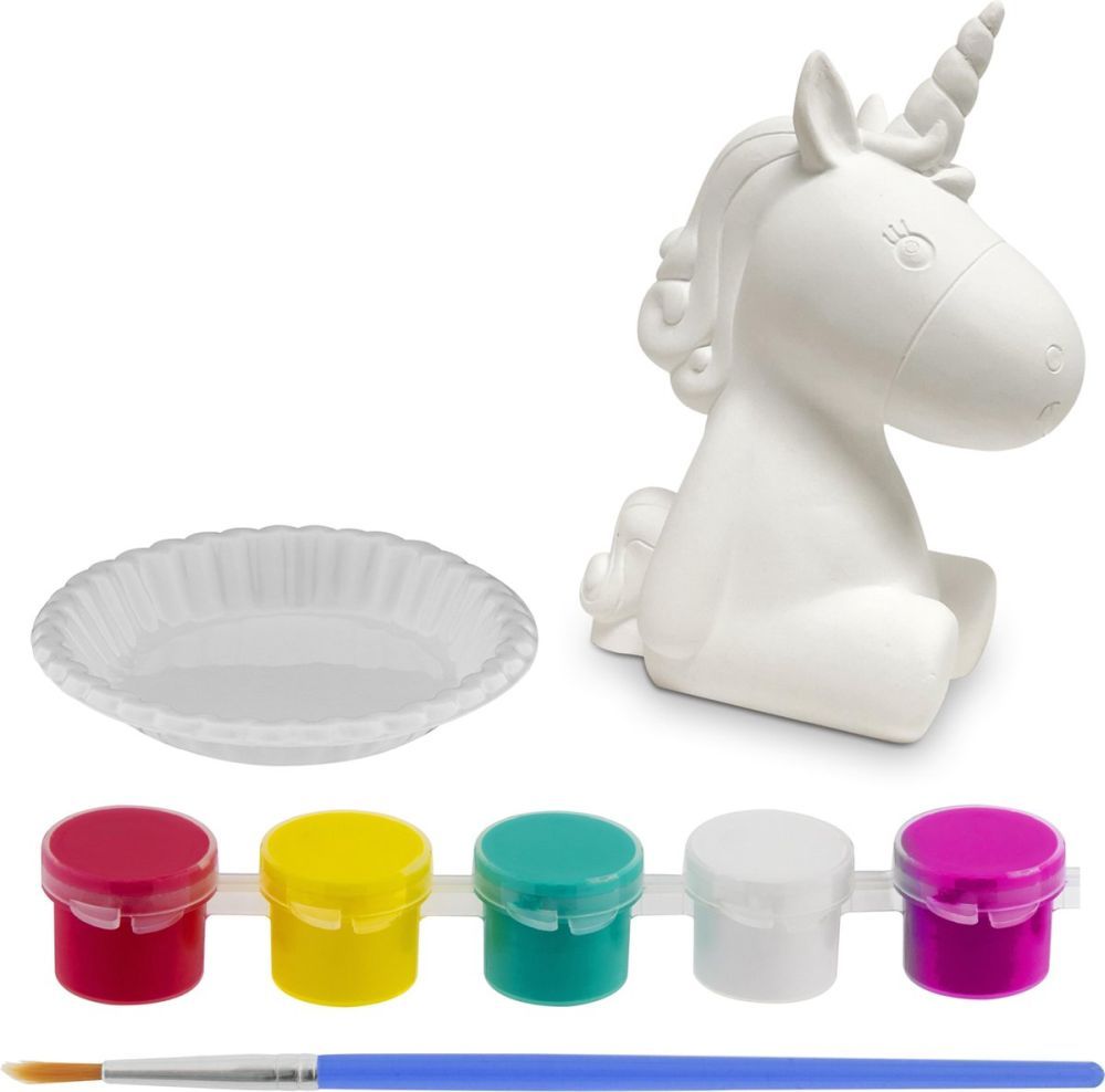 Творчески комплект Grafix Creative - Еднорог за оцветяване, 13 cm, с 5 цветни бои и четка | Ozone.bg