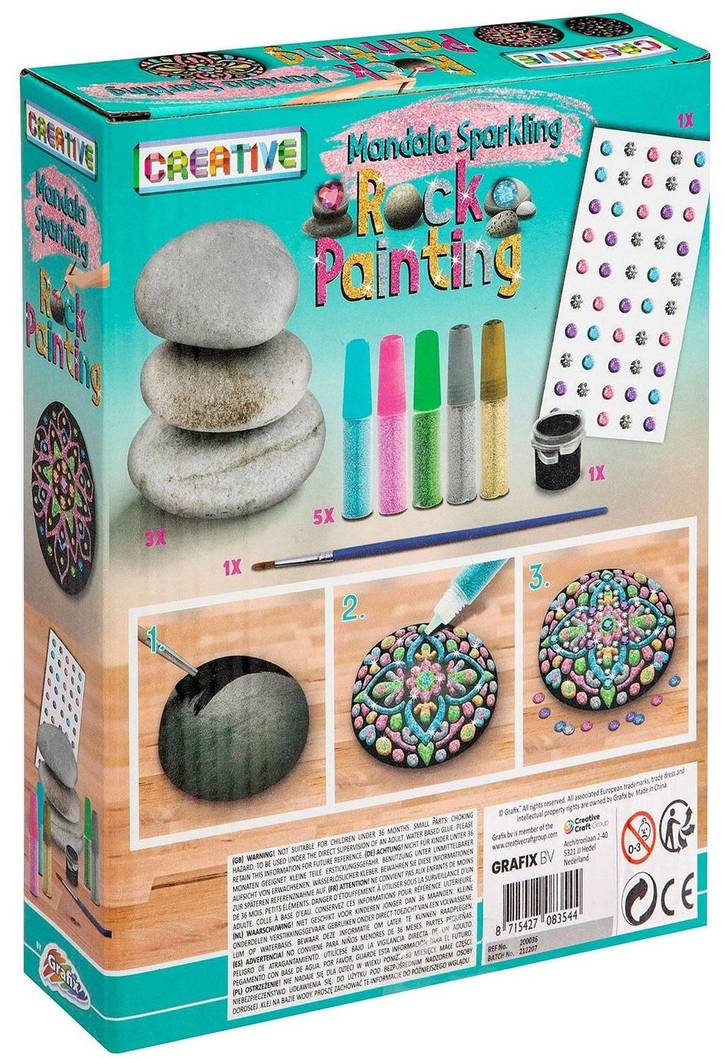 Творчески комплект за рисуване върху камъни Grafix Creative - Мандала | Ozone.bg