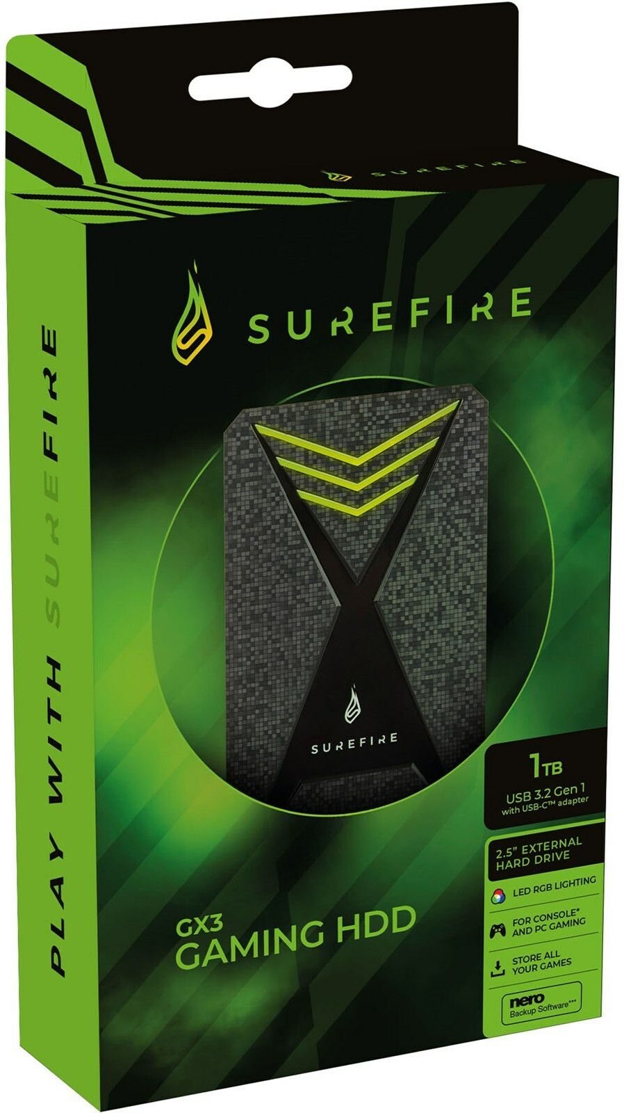Твърд диск Verbatim - SureFire Gaming Bunker, 1TB, 2.5'', USB 3.2 ...