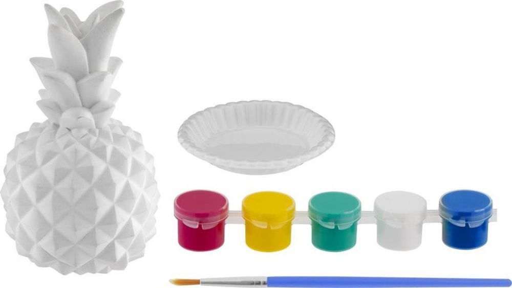 Творчески комплект Grafix Creative - Ананас за оцветяване, 13 cm, с 5 цветни бои и четка | Ozone.bg