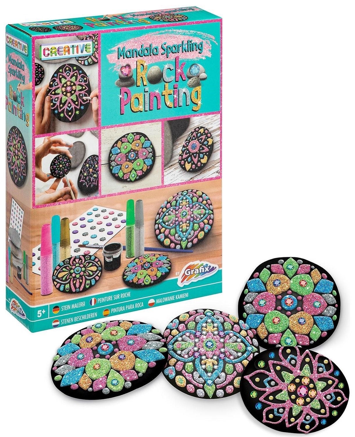 Творчески комплект за рисуване върху камъни Grafix Creative - Мандала | Ozone.bg