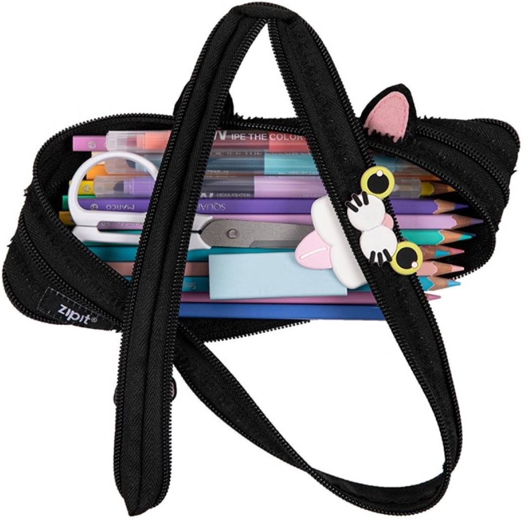 Ученически несесер Zipit - Cat, среден, черен | Ozone.bg