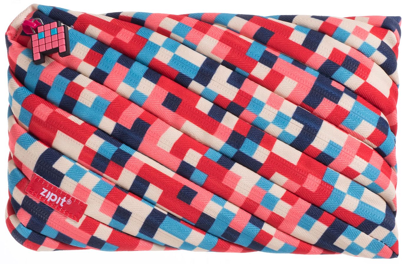 Ученически несесер Zipit Pixel - Голям, синьо-червен | Ozone.bg