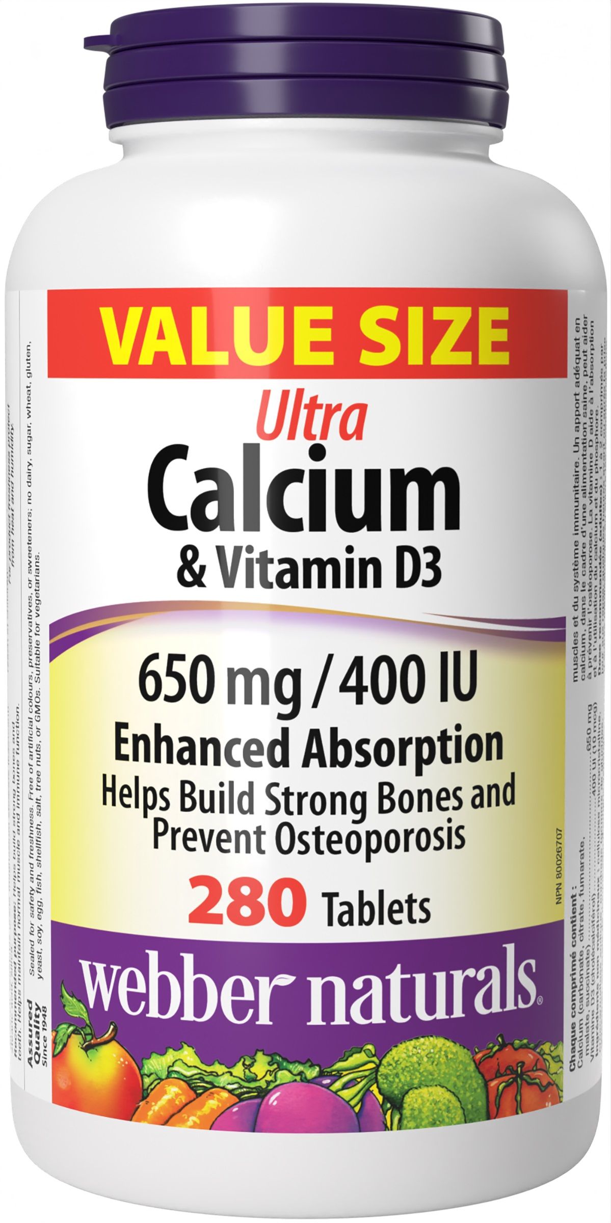 Ultra Calcium, 650 mg + Vitamin D3, 400 IU, 280 таблетки, Webber ...