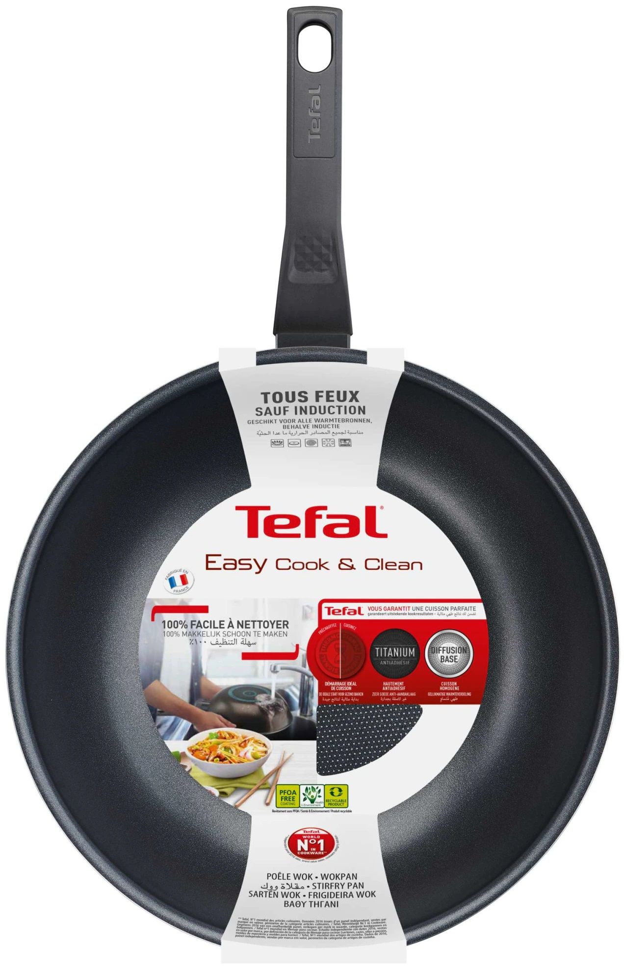 Уок тиган Tefal - Easy Plus B5691953, 28 cm, черен | Ozone.bg