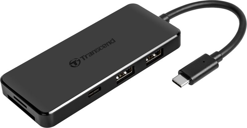 USB хъб Transcend - HUB5C, 4 порта/SD/microSD, USB-C, черен | Ozone.bg