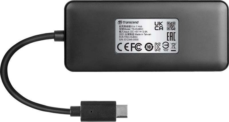 USB хъб Transcend - HUB5C, 4 порта/SD/microSD, USB-C, черен | Ozone.bg