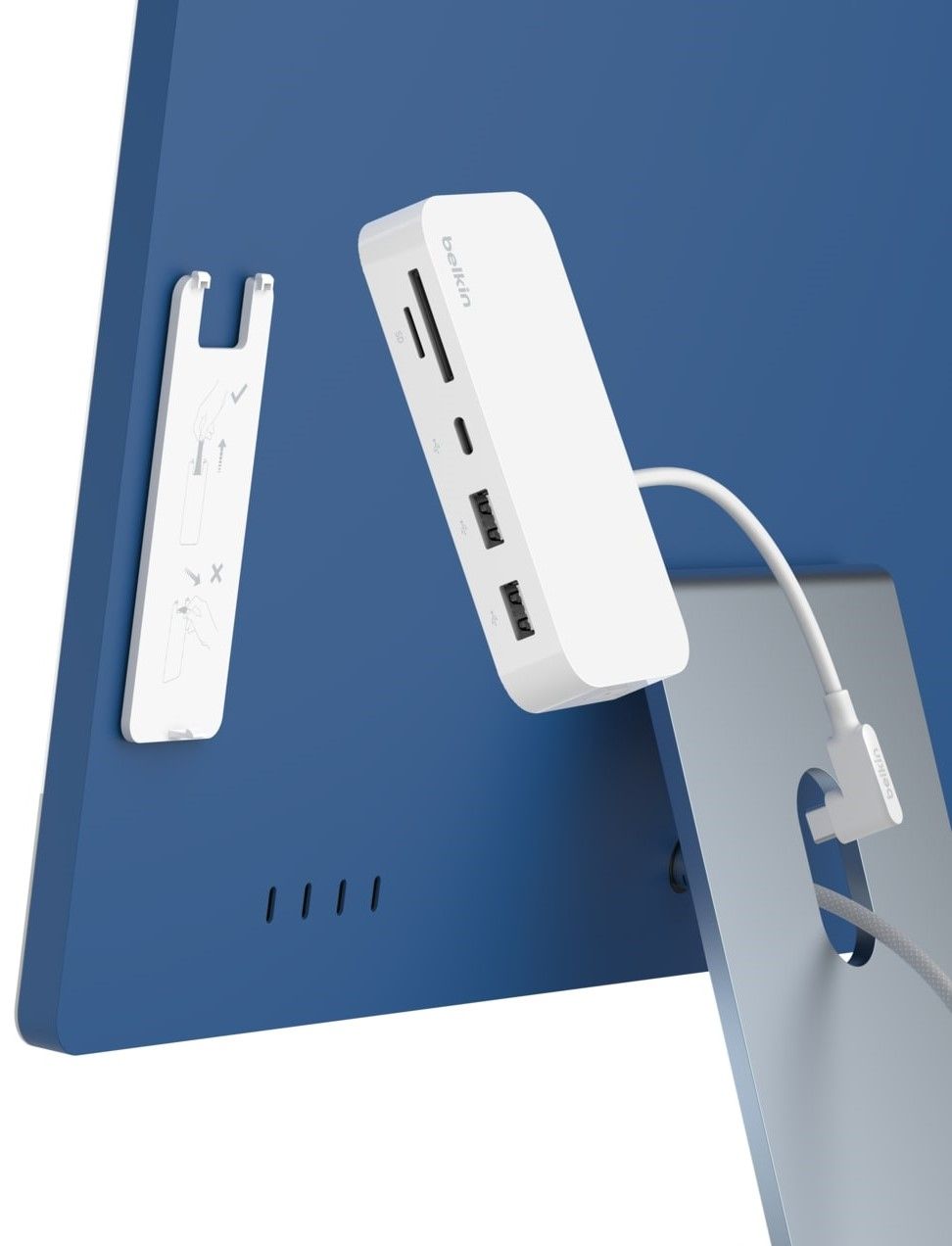 USB хъб Belkin - Multiport Hub with Mount, 6 порта, USB-C, бял | Ozone.bg