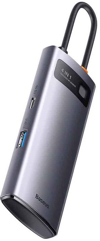 USB хъб Baseus - Metal Gleam 4-in-1, USB-C, тъмносив | Ozone.bg