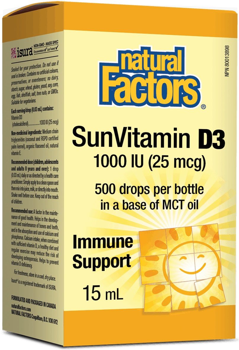 Vitamin D3, 1000 IU, 15 ml, Natural Factors | Ozone.bg