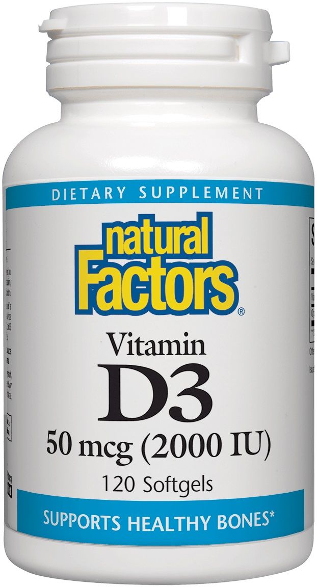 Vitamin D3, 2000 IU, 120 капсули, Natural Factors | Ozone.bg