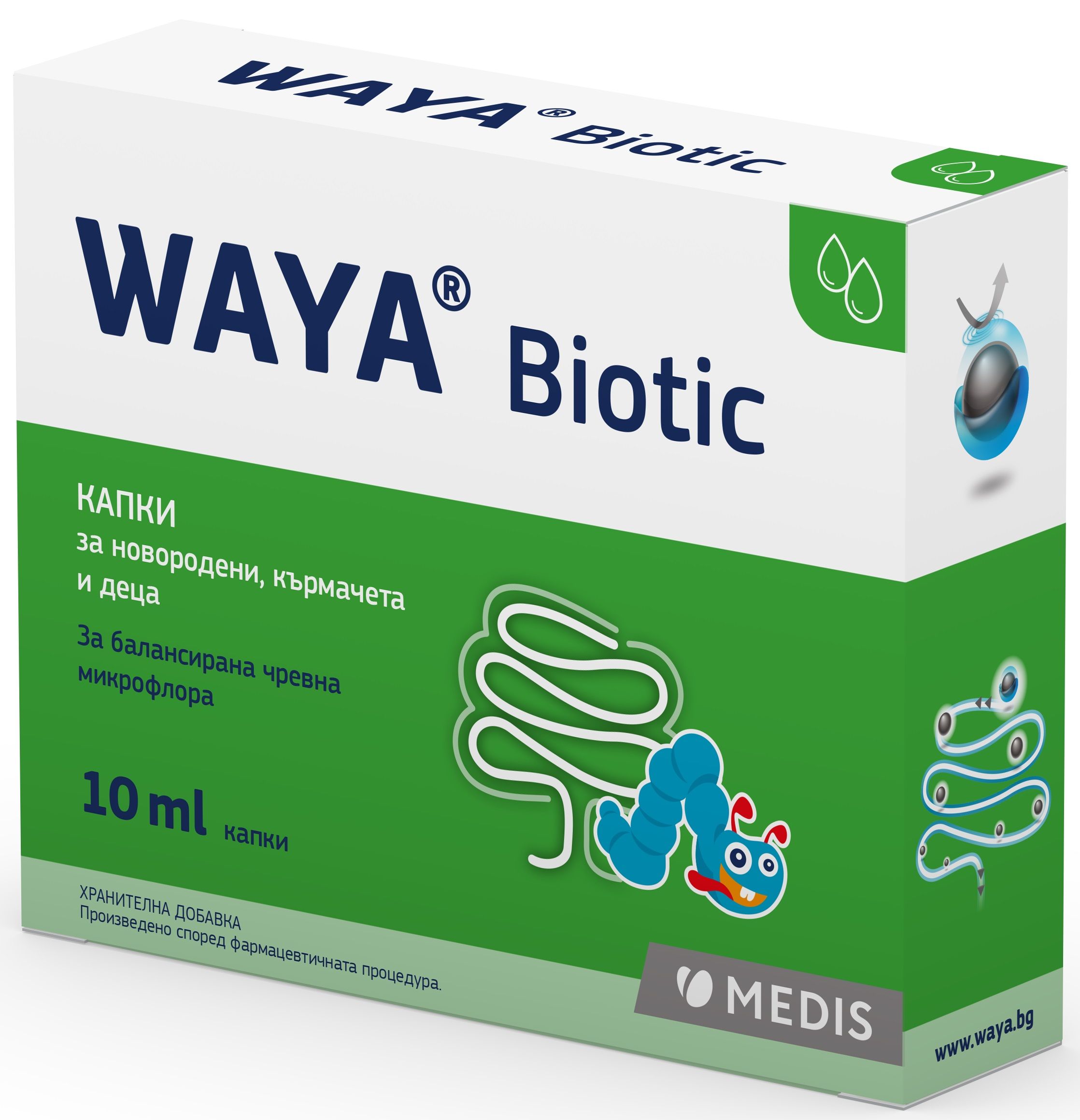 Waya Biotic Пробиотични капки за бебета и деца, 10 ml, Medis | Ozone.bg
