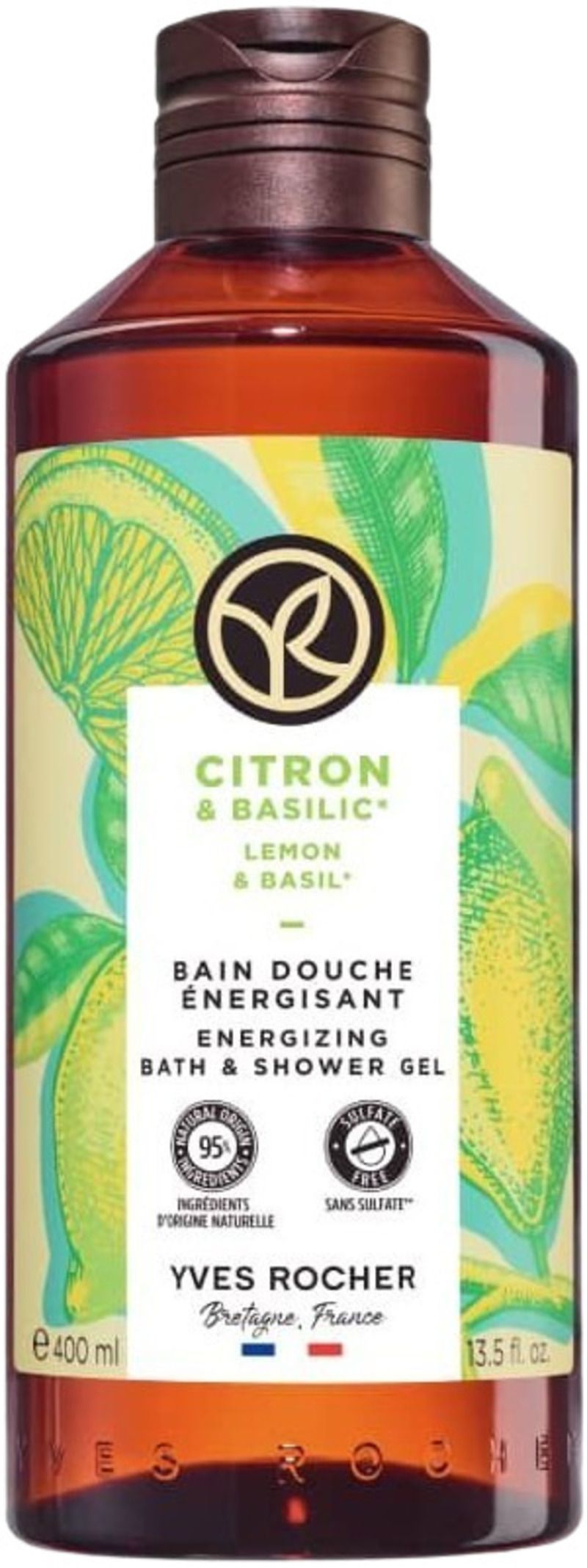 Yves Rocher Bain Nature Душ гел, лимон и босилек, 400 ml | Ozone.bg