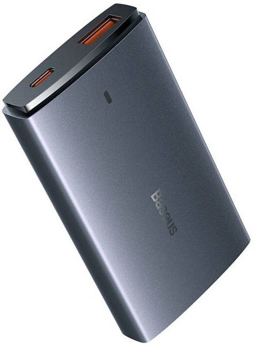 Зарядно устройство Baseus - GaN5 Pro Ultra Slim, USB-A/C, 65W, сиво ...