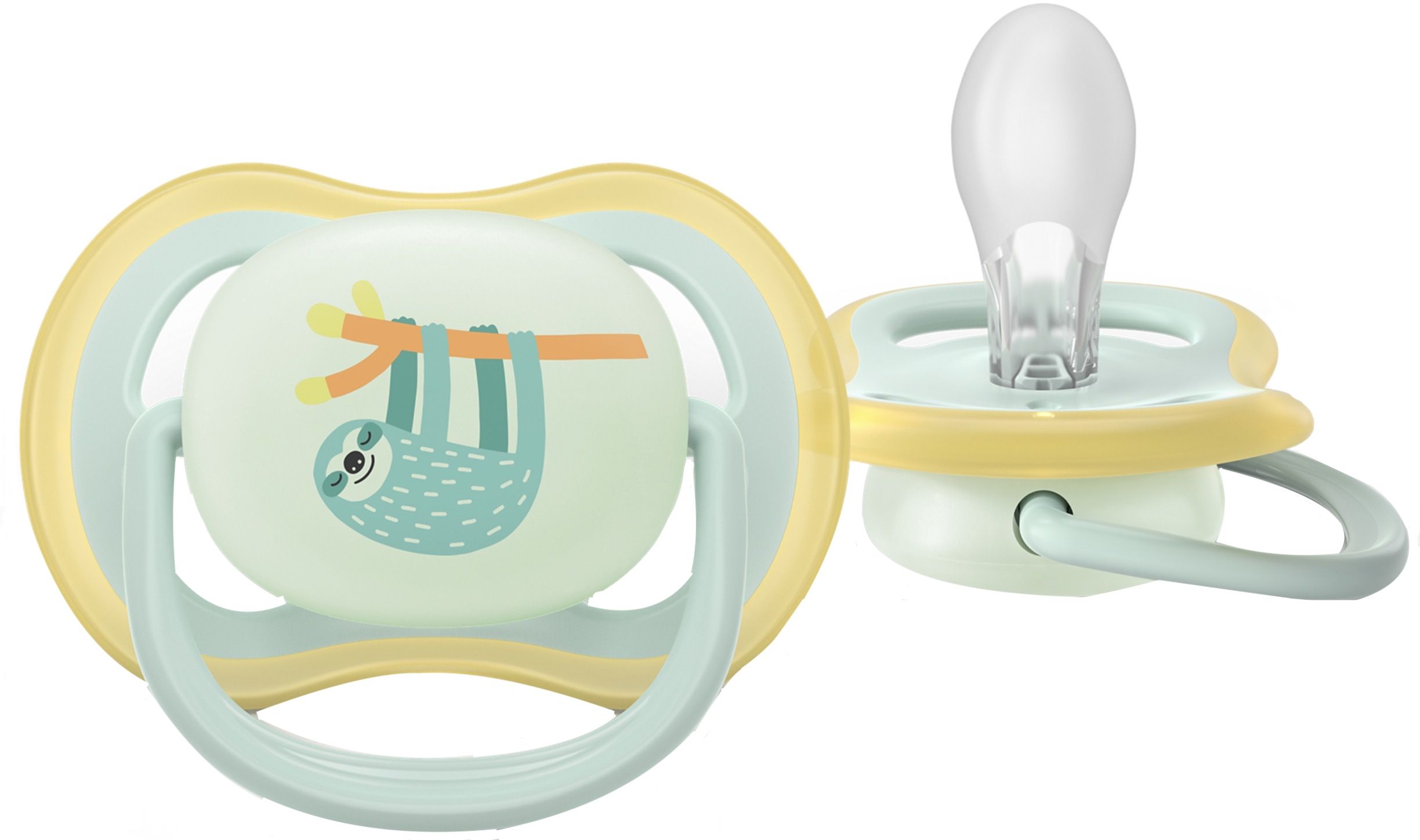 Залъгалки Philips Avent - Ultra Air Night, 0-6 м, 2 броя, ленивец/тигър ...