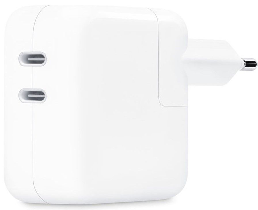 Зарядно устройство Apple - Dual Port Power Adapter, USB-C, 35W, бяло ...