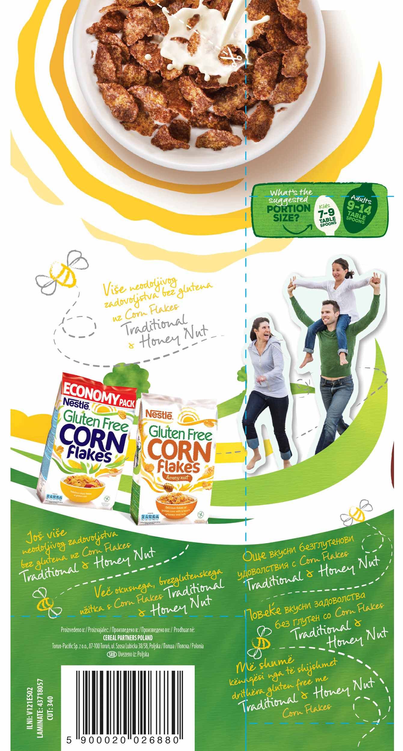 Зърнена закуска без глутен Nestle - Corn Flakes, с шоколад, 450 g ...