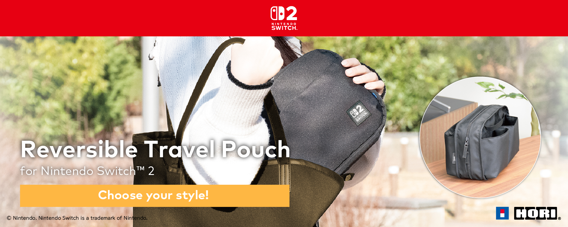 Чанта Hori - Reversible Travel Pouch, черна (Nintendo Switch 2) | Ozone.bg